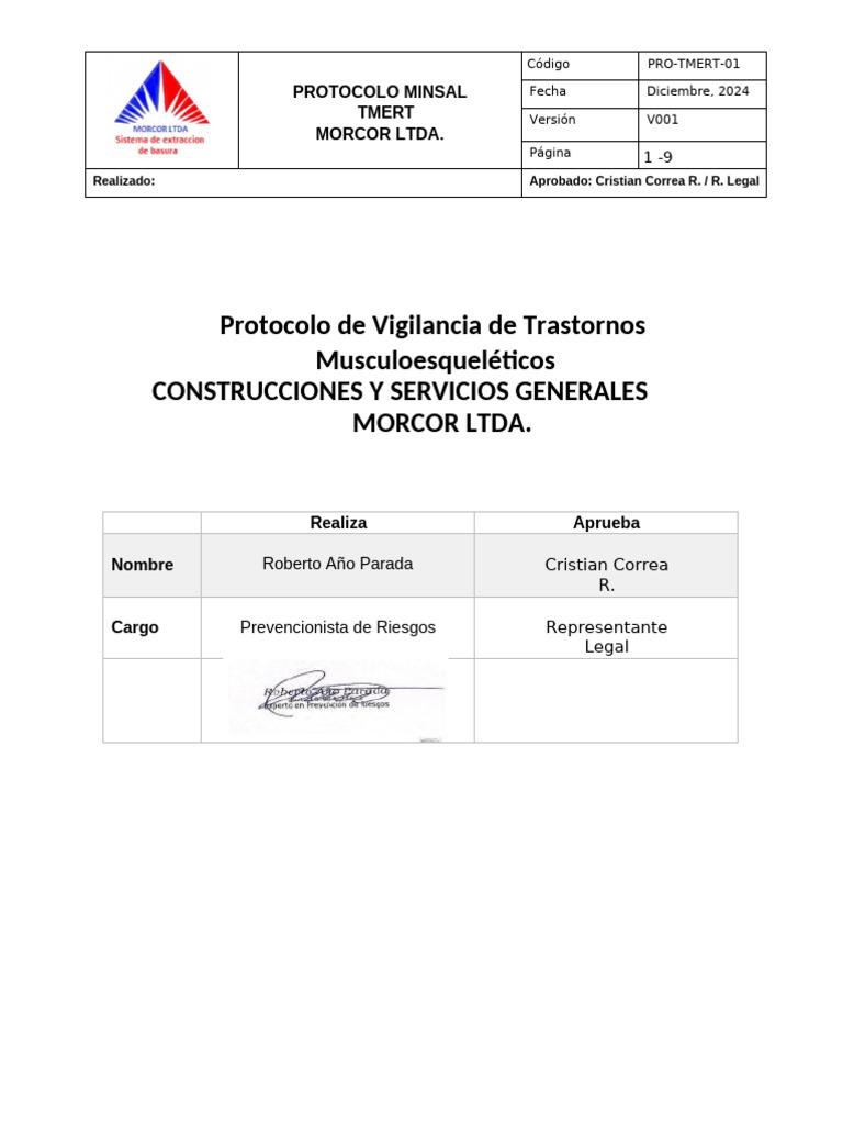 PROTOCOLO TMERT 2024 | PDF | Vigilancia