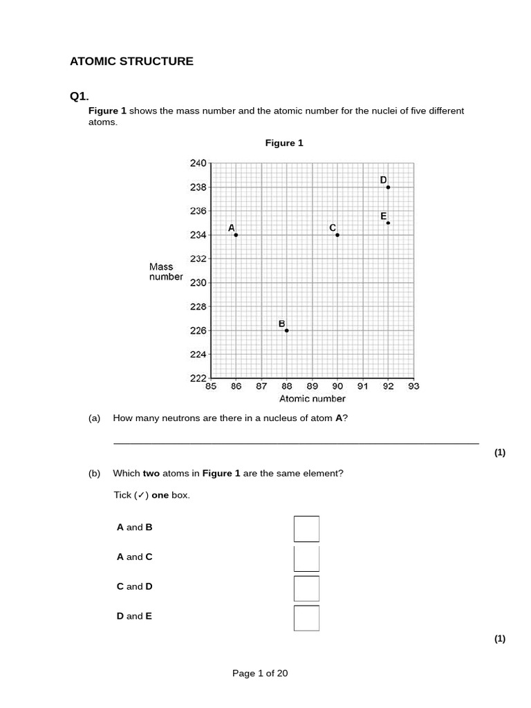Atomic Structure Qs | PDF | Radioactive Decay | Nuclear Fission