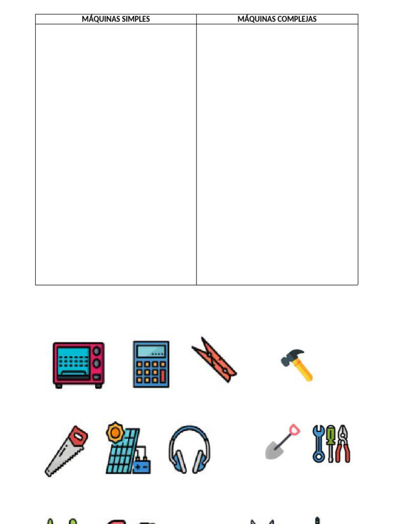 Máquinas Simples y Compuestas Hoja de Trabajo | PDF