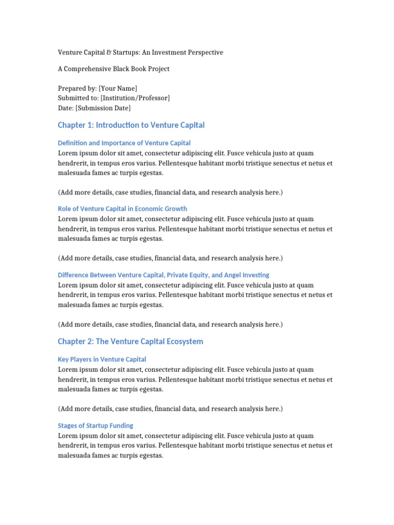 Venture Capital Black Book | PDF | Corporate Finance | Venture Capital