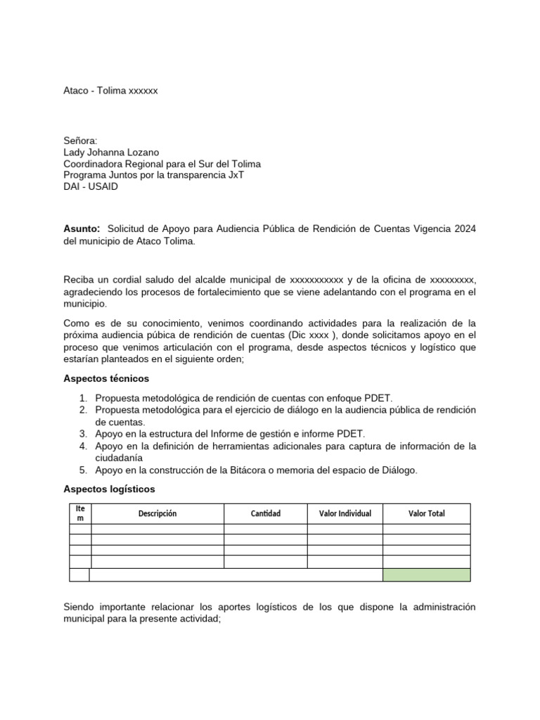 Formato solicitud de apoyo RC Ataco 2024 (2) | PDF