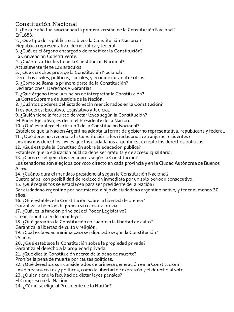 Claves de la Constitución Nacional Argentina | PDF | Legislador ...