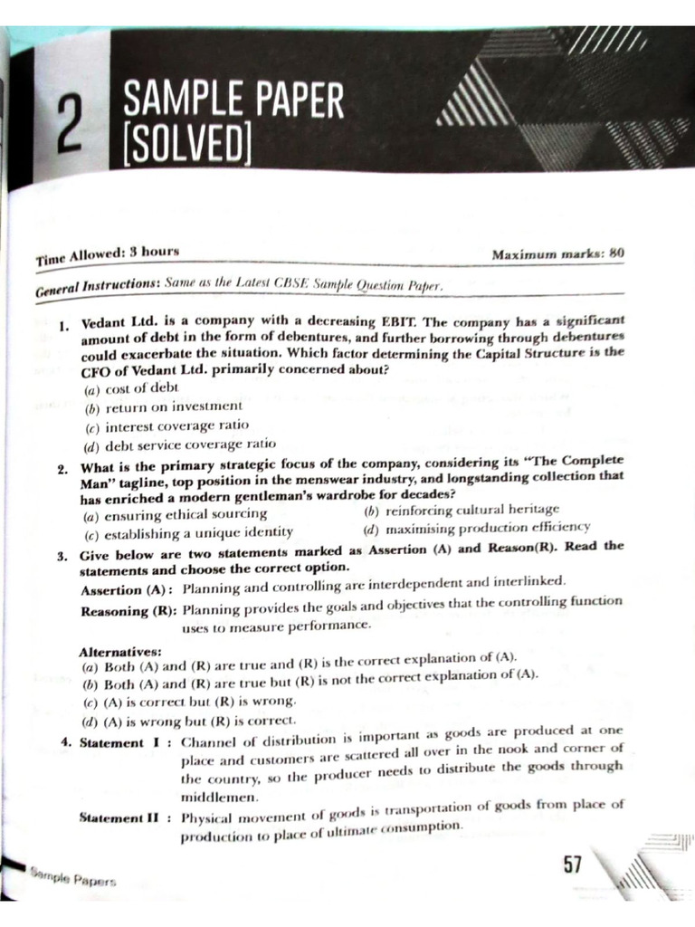 XI Sample paper 2 | PDF