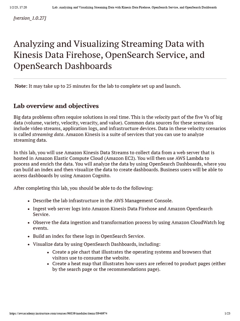 Lab_ Analyzing and Visualizing Streaming Data with Kinesis Data Firehose, OpenSearch Service ...