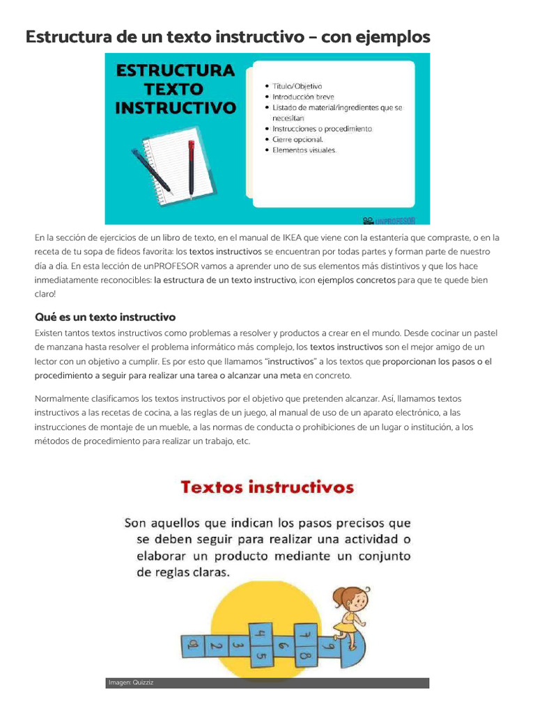 Estructura de un texto instructivo – con ejemplos - unprofesor.com | PDF | Chocolate | Alimentos