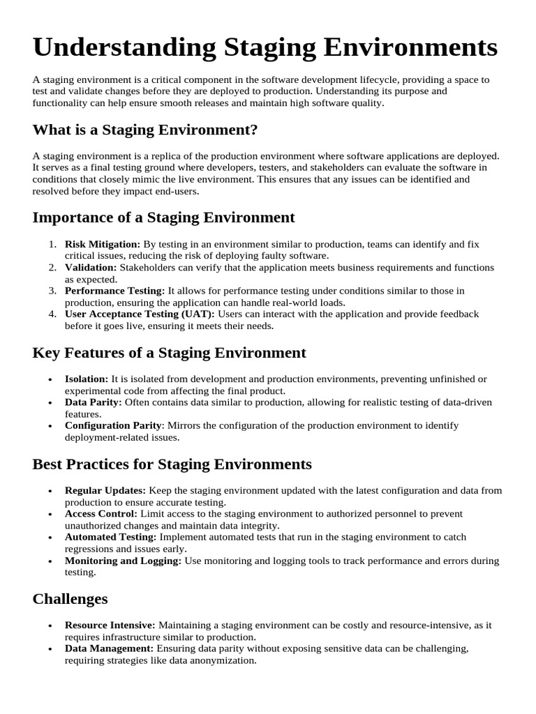 Understanding-Staging-Environments-topic-5 | PDF | Software Testing ...