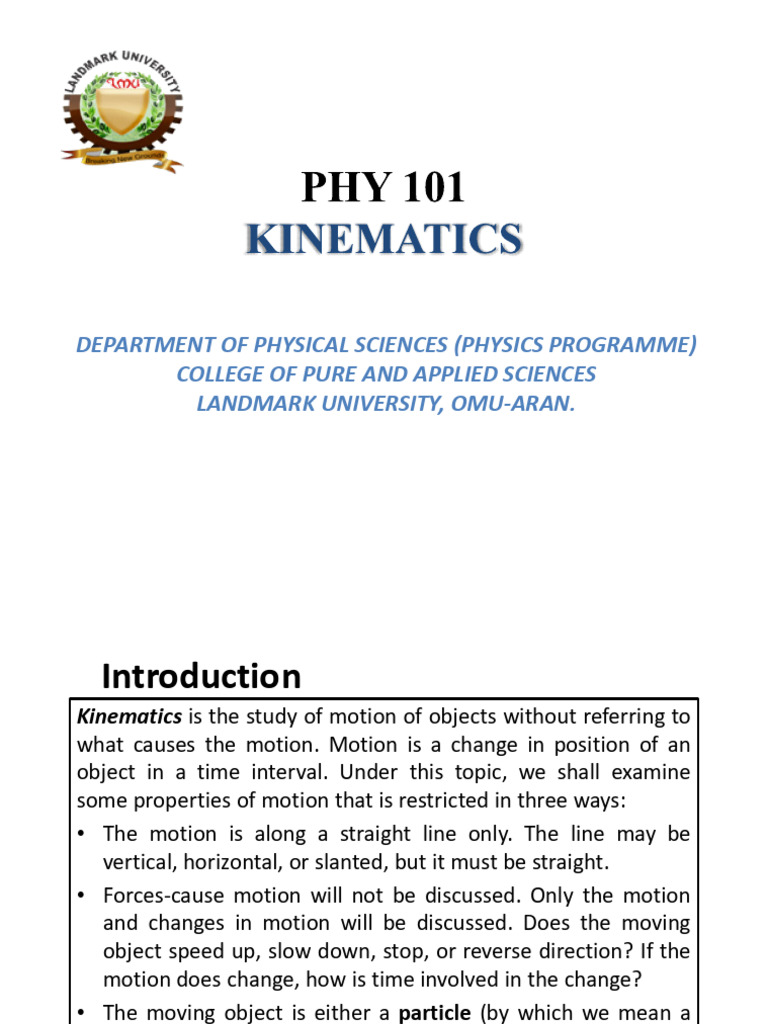 PHY 101 Kinematics_students_copy_ | PDF | Acceleration | Velocity