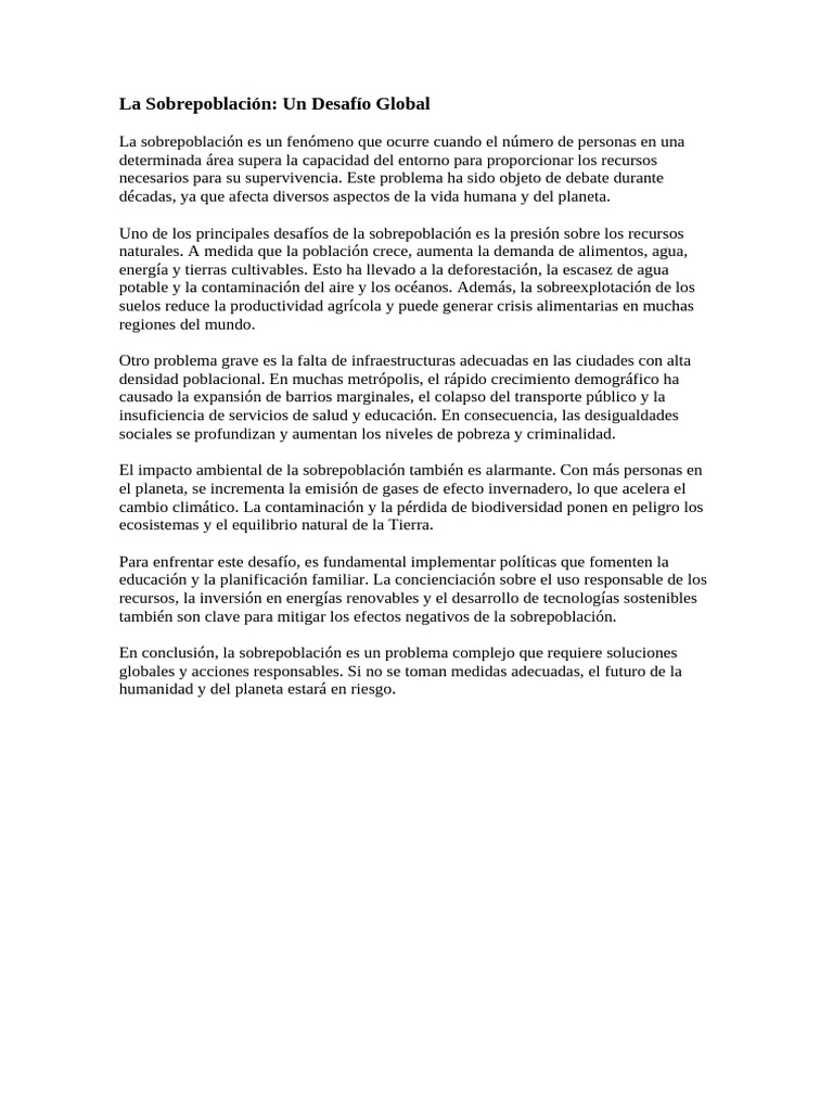 La Sobrepoblación | PDF