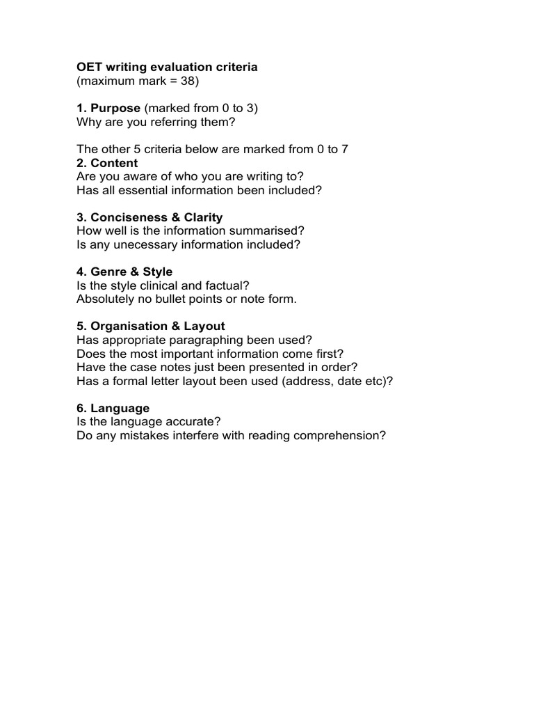Writing Criteria Tr. | PDF