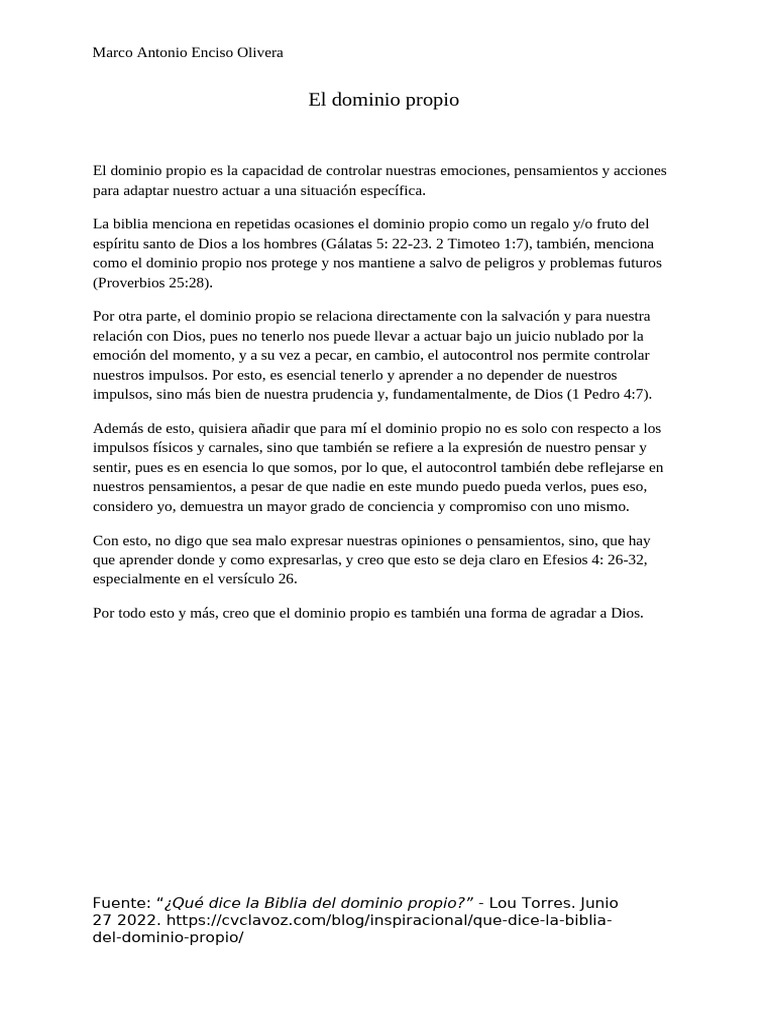 El Dominio Propio | PDF