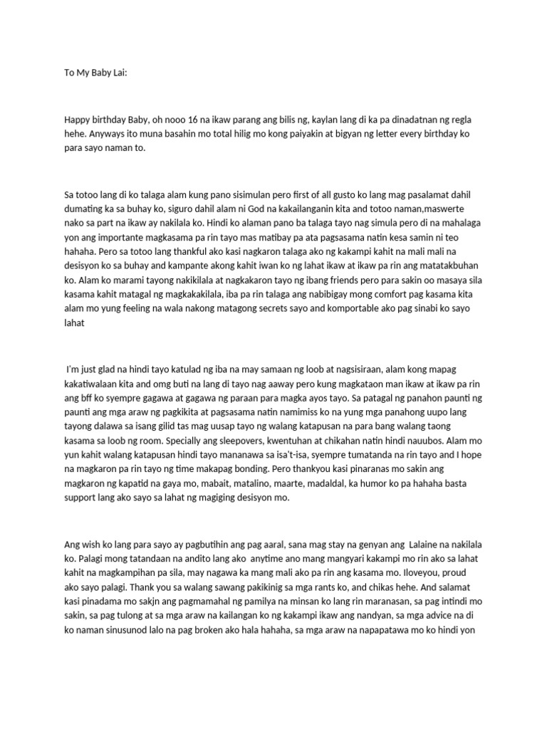 Letter For My Baby | PDF