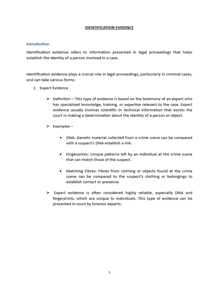 Understanding Identification Evidence | PDF | Witness | Miscarriage Of ...