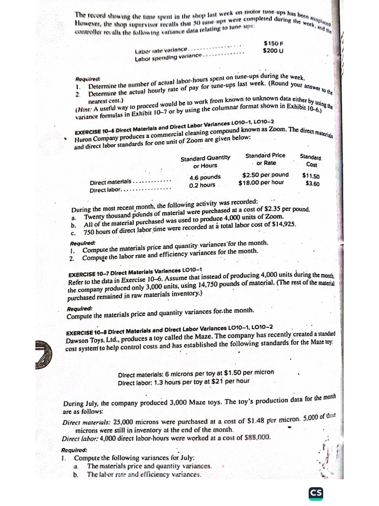 Standard Costing Math | PDF