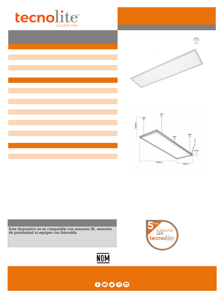 Ficha Técnica PAN-LED-L/45/40/S | PDF