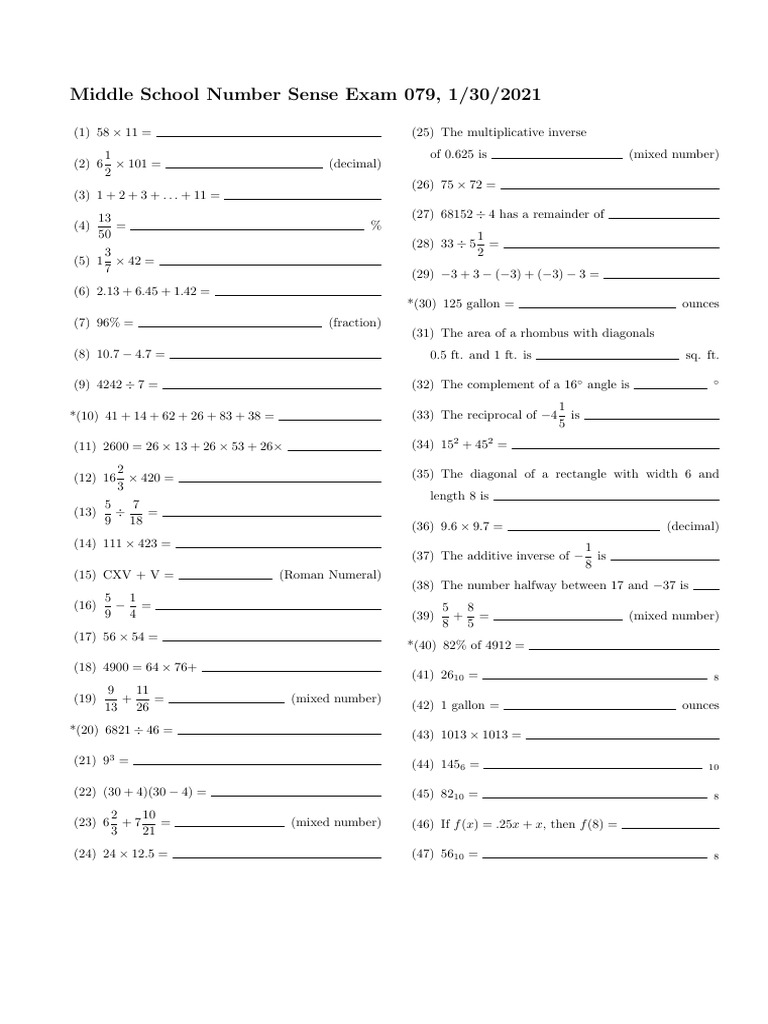 Number Sense Practice 3 | PDF | Length | Numbers