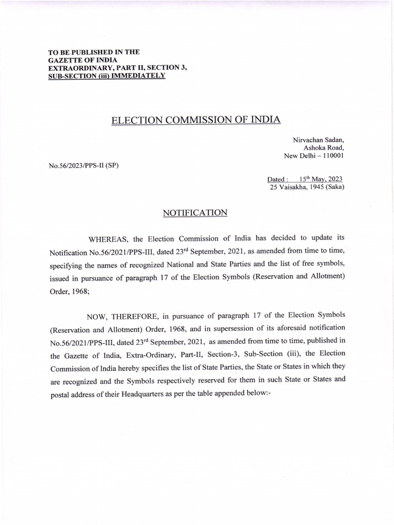 Updated List of State Parties in India | PDF | Politics Of Asia ...