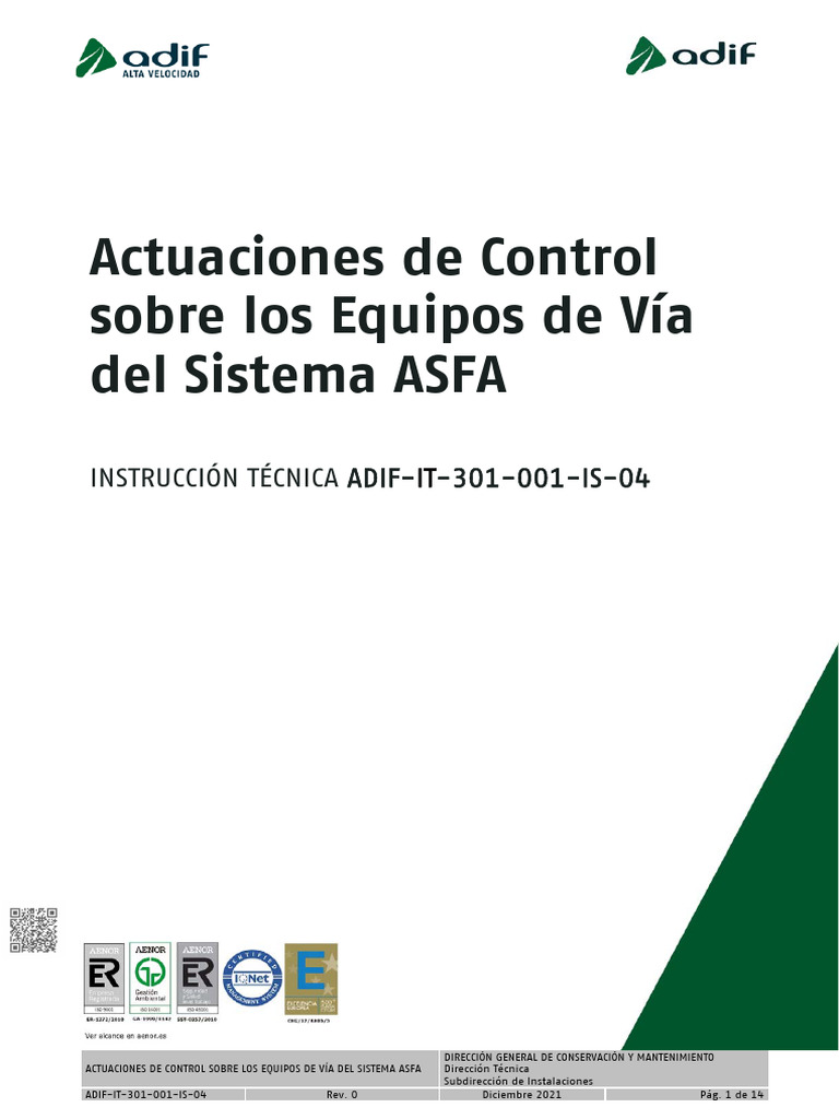ADIF-IT-301-001-IS-04 Actuaciones de Control Sobre Los Equipos de Vía ...
