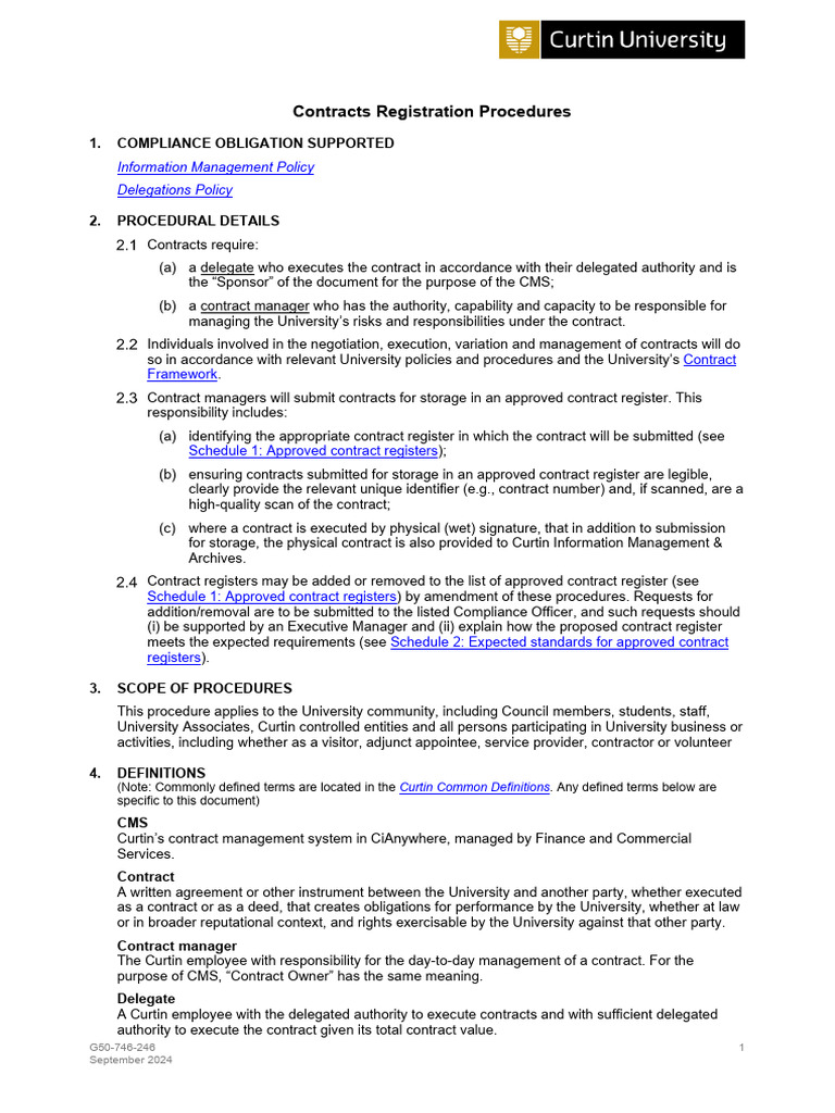 Curtin Contracts Registration Guide | PDF | Business