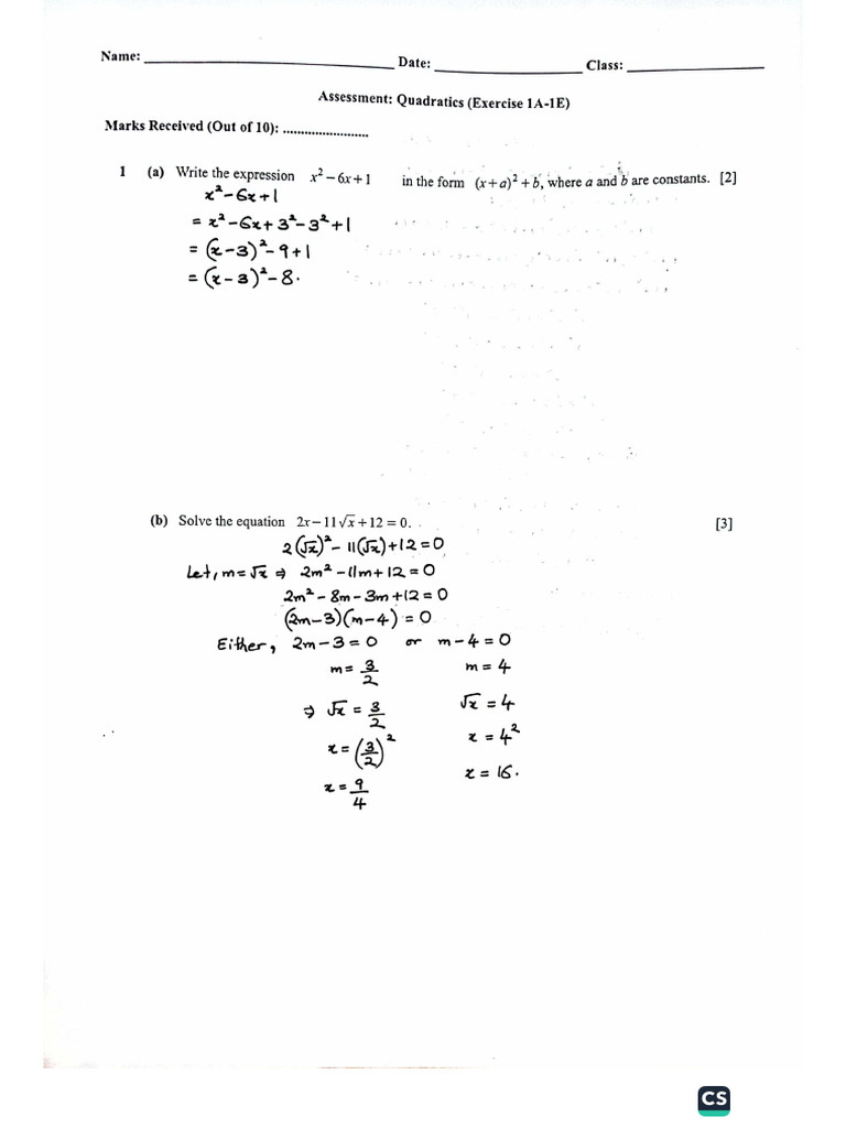Quadratics | PDF