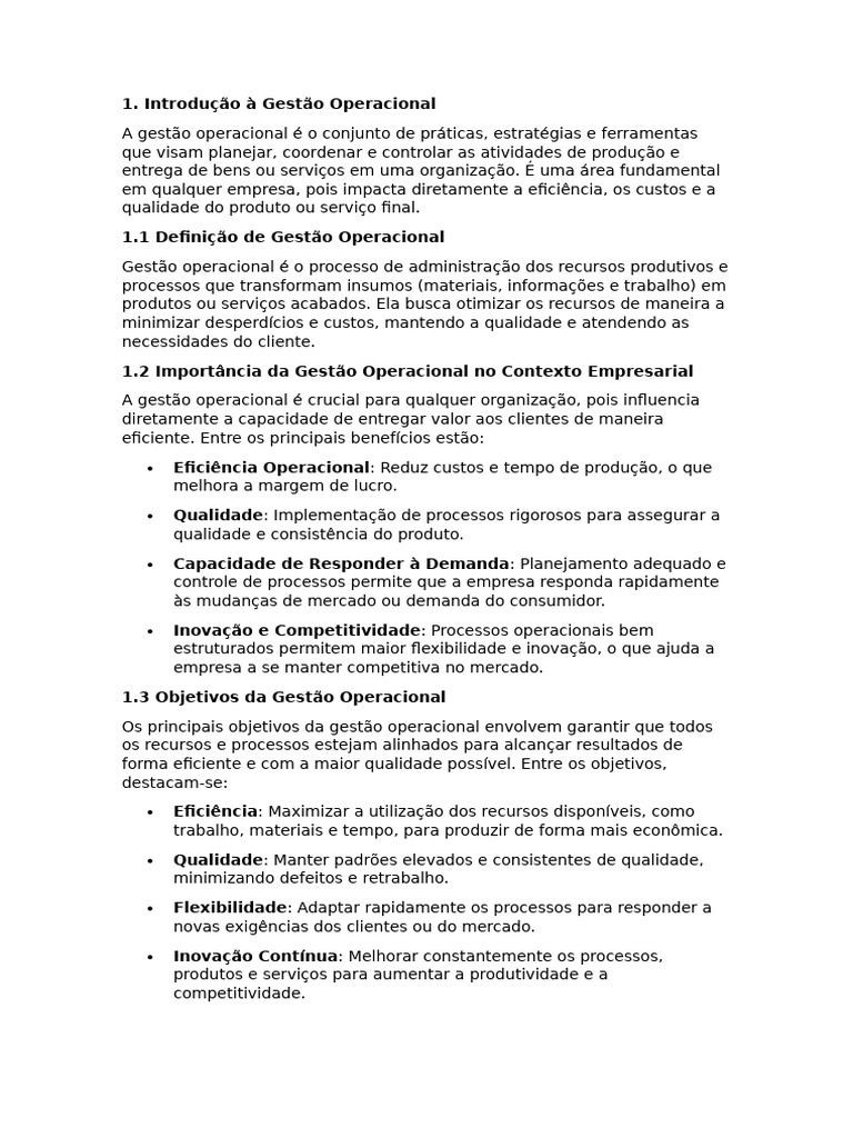 Gestao Operacional CGPT | PDF | Qualidade (negócios) | Custo