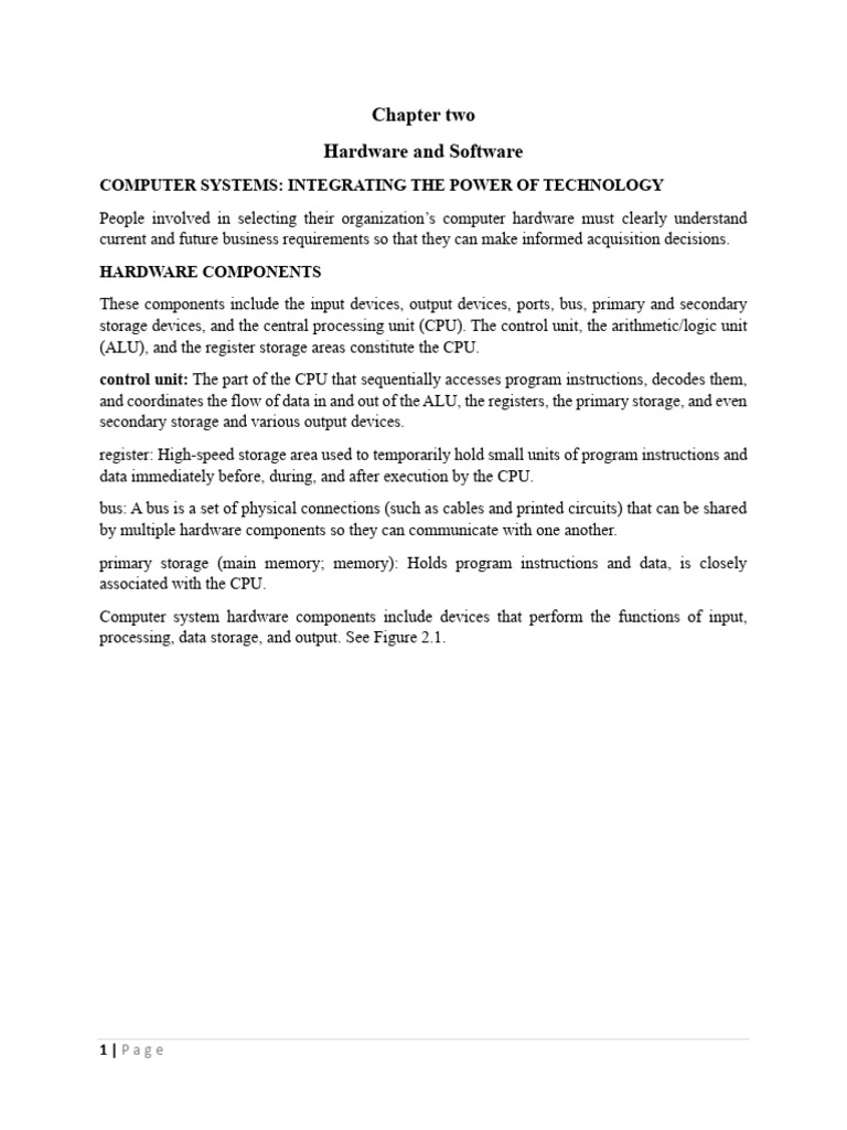 Chapter two- HW and SW | PDF | Computer Data Storage | Operating System