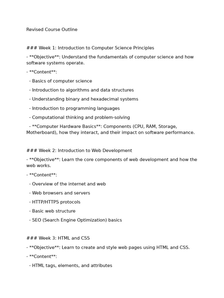 Revised Course Outline | PDF | World Wide Web | Internet & Web