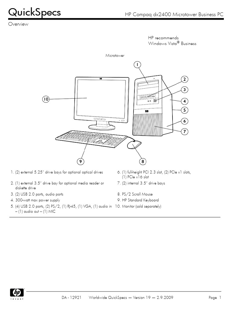 HP Compaq Dx2400 TECH | PDF | Computer Hardware | Computer Engineering