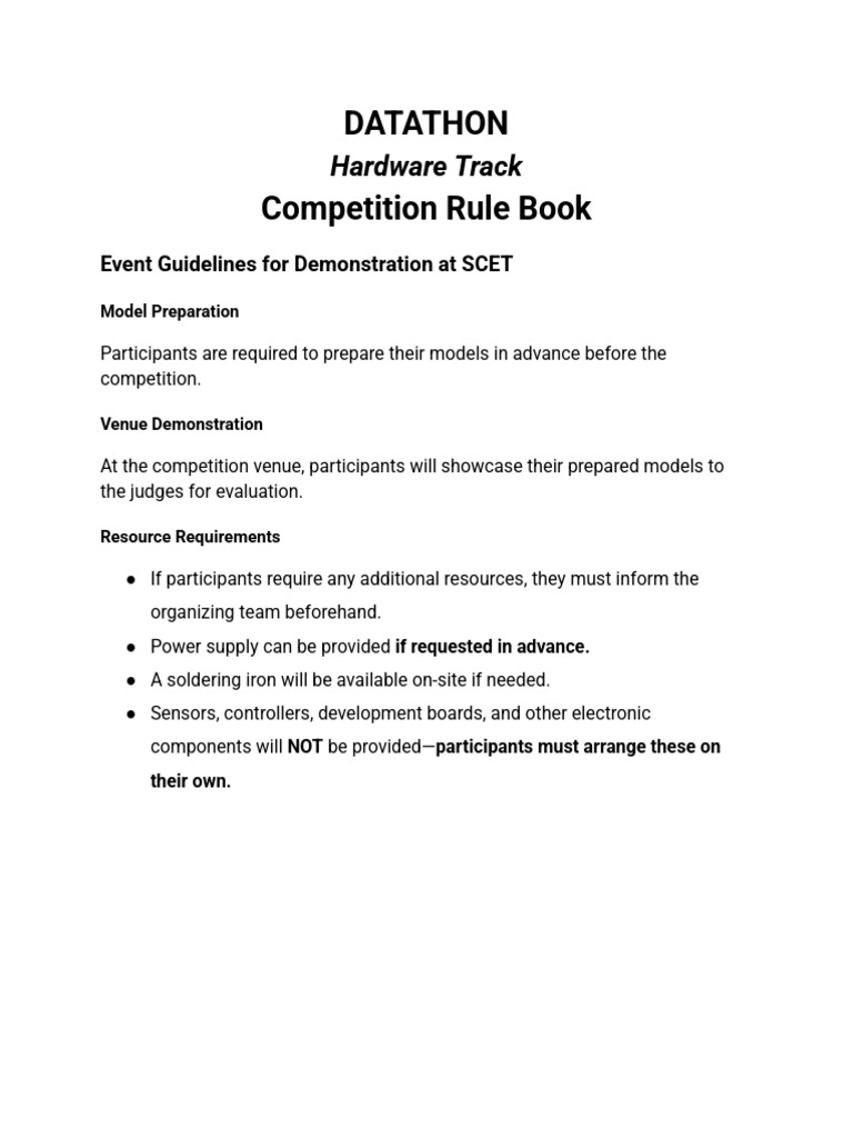Datathon Hardware Rule Book | PDF
