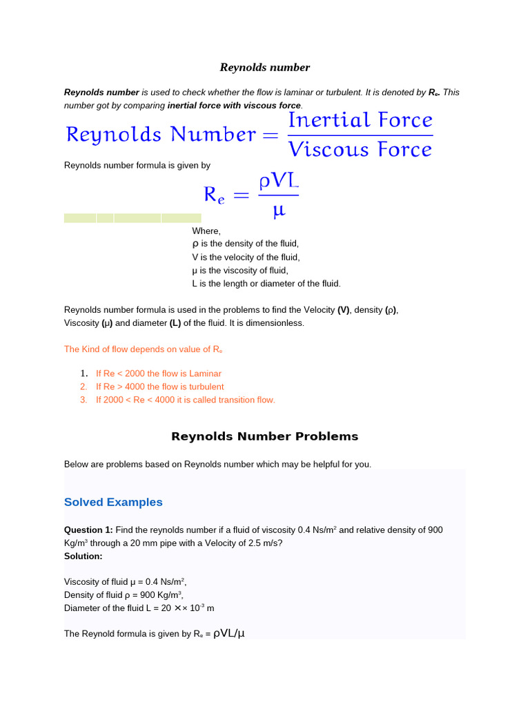 Understanding Reynolds Number | PDF