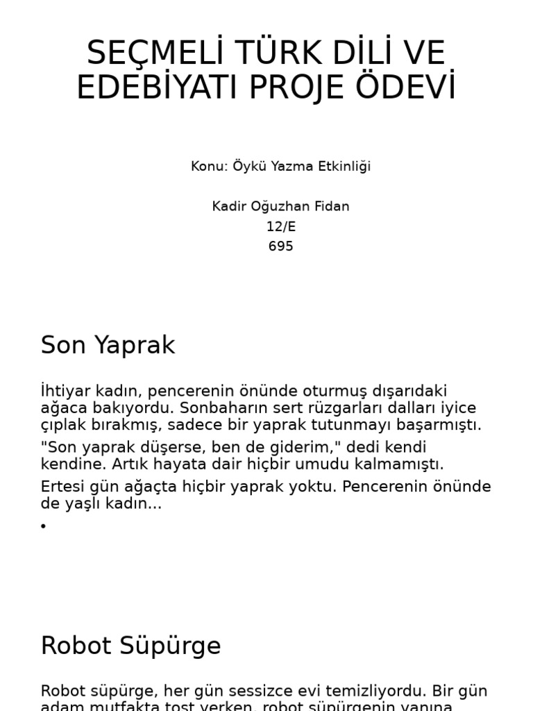 Seçmeli Edebiyat Proje Ödevi | PDF