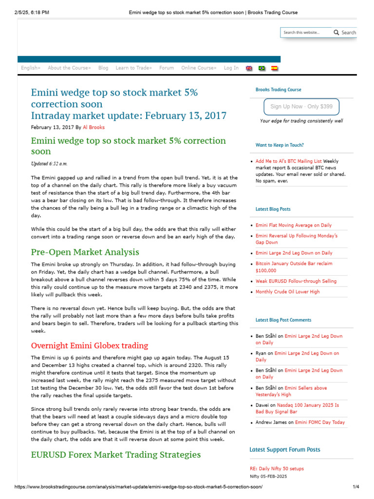Emini Wedge Top: 5% Correction Imminent | PDF | Day Trading | Futures ...