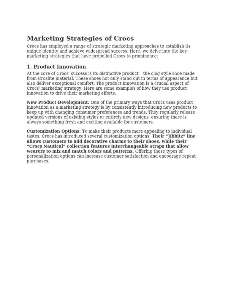 Crocs Marketing Mix | PDF | Brand | Marketing