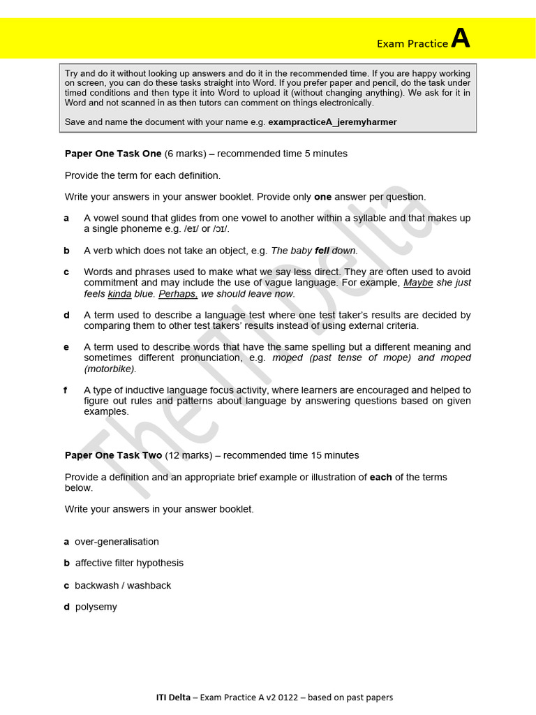 Exam Practice A v2 - 0122 | PDF