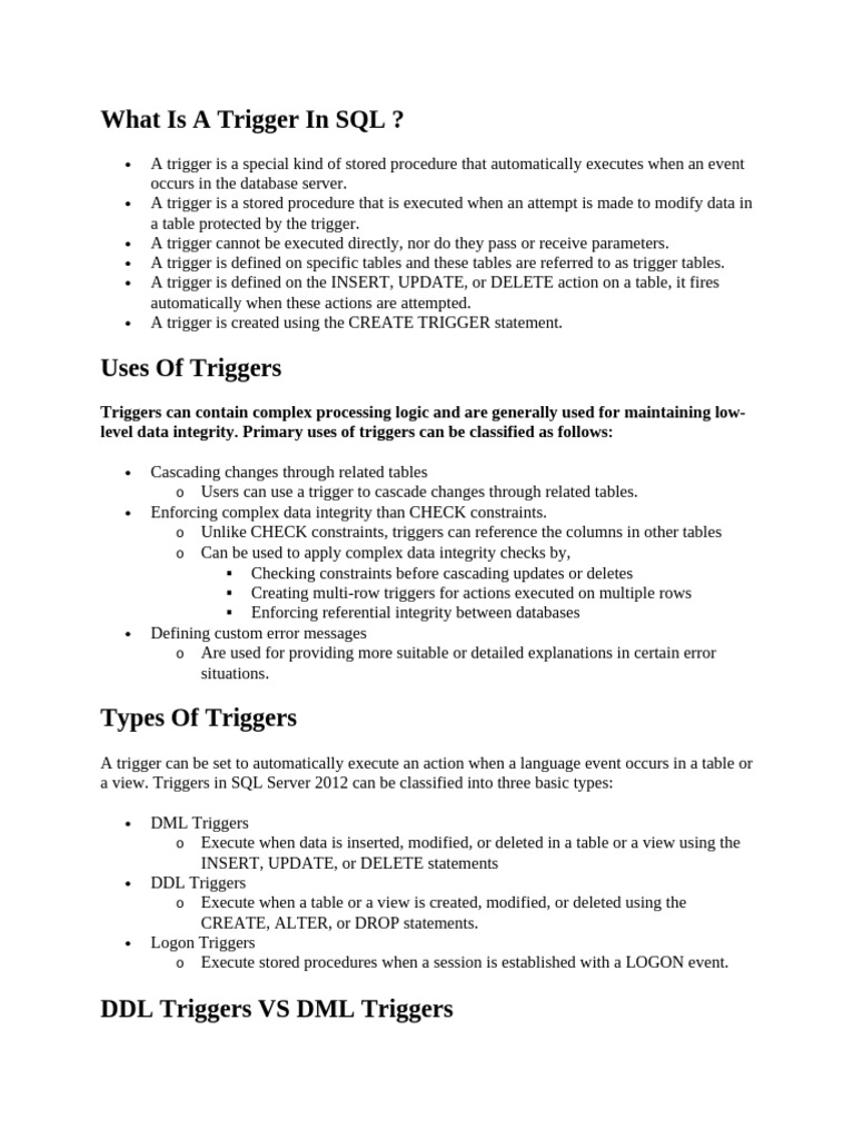 What Is A Trigger In SQL | PDF | Data Management | Data