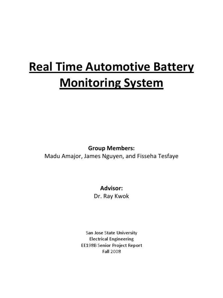 Real Time Automotive Battery Monitoring System - Report | PDF | Science ...