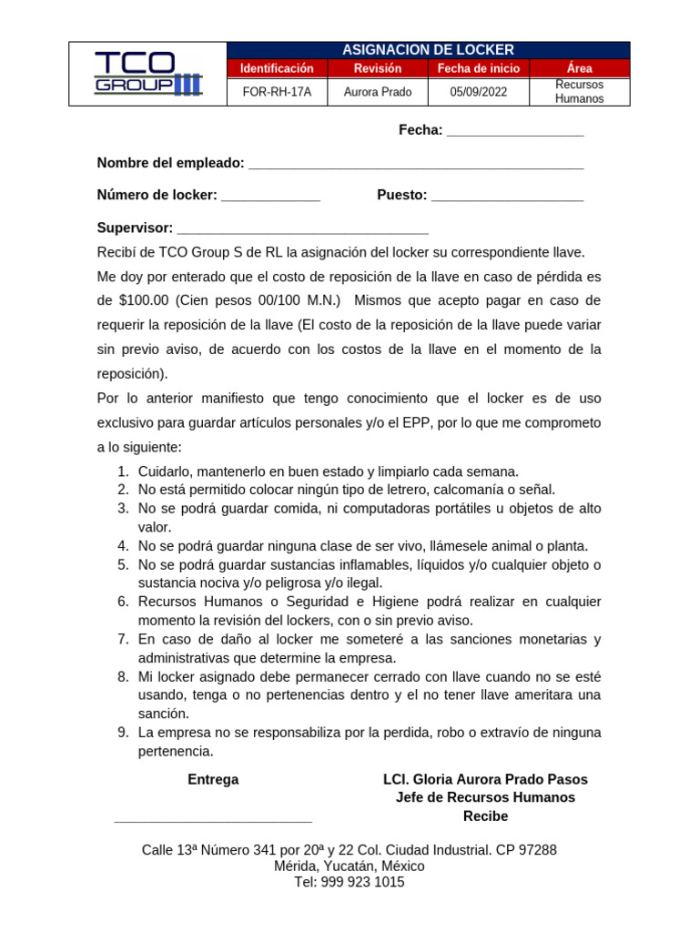 Asignación y Normas de Uso de Lockers | PDF