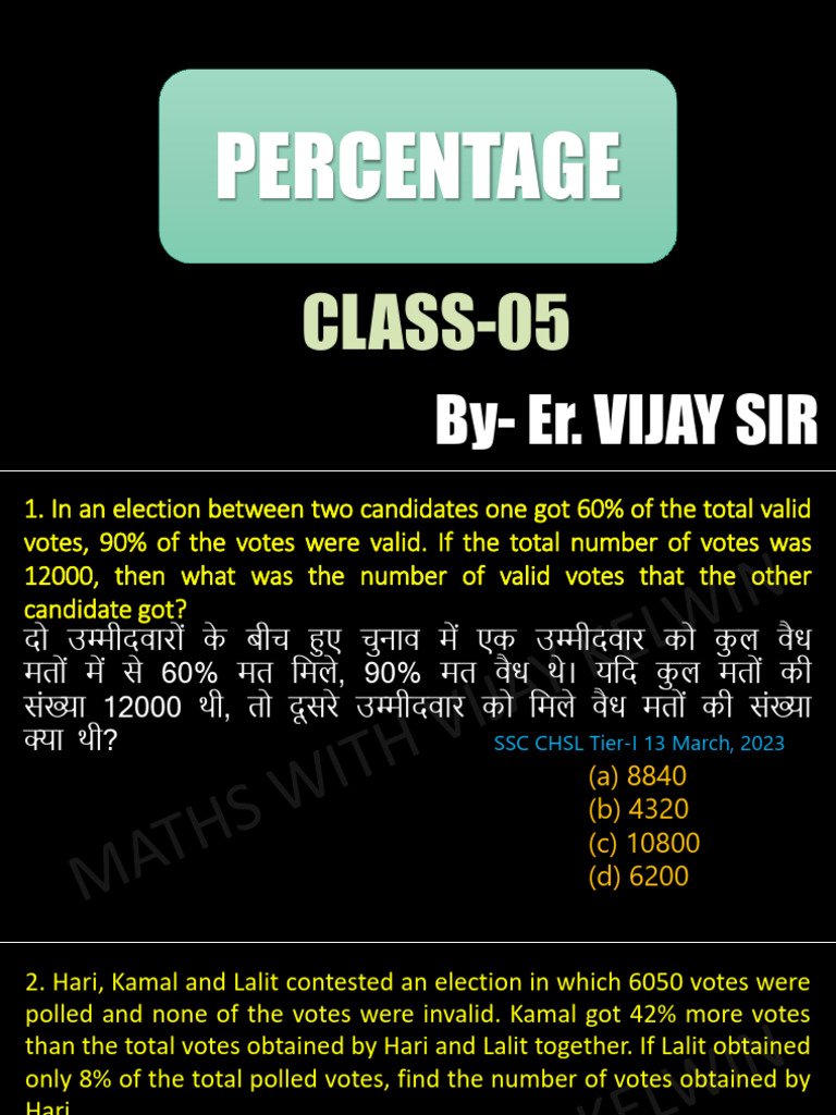 Percentage Election Based Class 05 | PDF