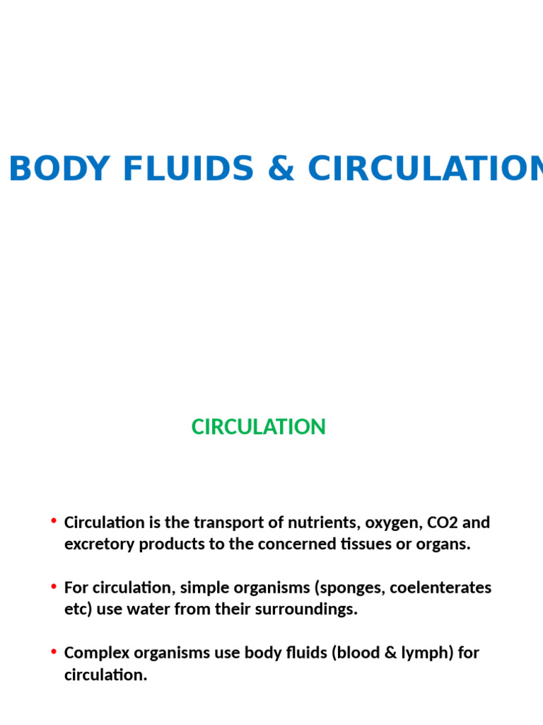 Body Fluids and Circulation Overview | PDF | Diastole | Ventricle (Heart)