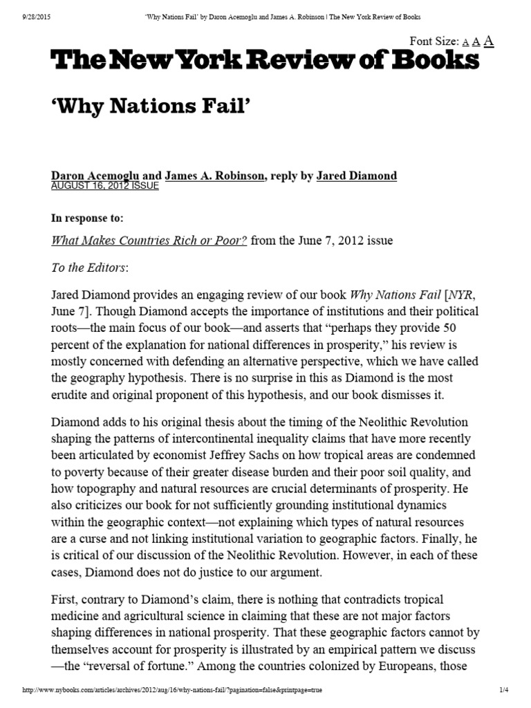 Book review ‘Why Nations Fail’, Acemoglu and Robinson | PDF | Economies