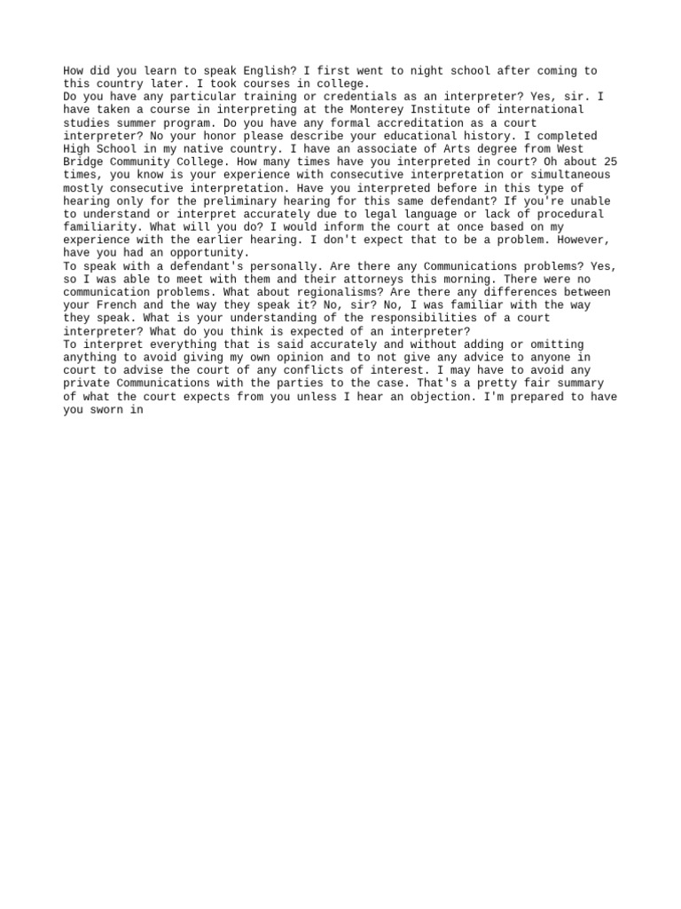 Court Interview Example Pdf