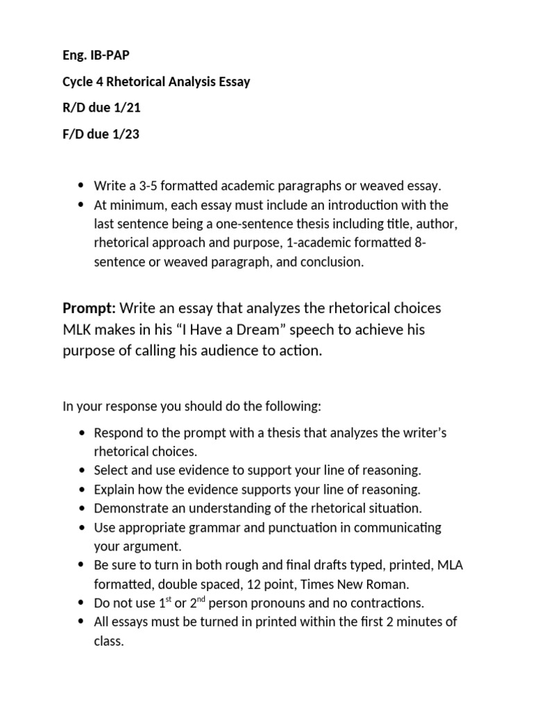 Rhetorical Analysis of MLK's Speech | PDF