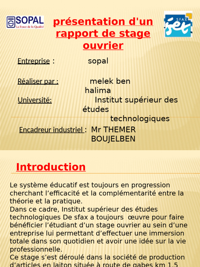 Présentation1 Stage Sopal | PDF | Fusion des métaux | Usinage