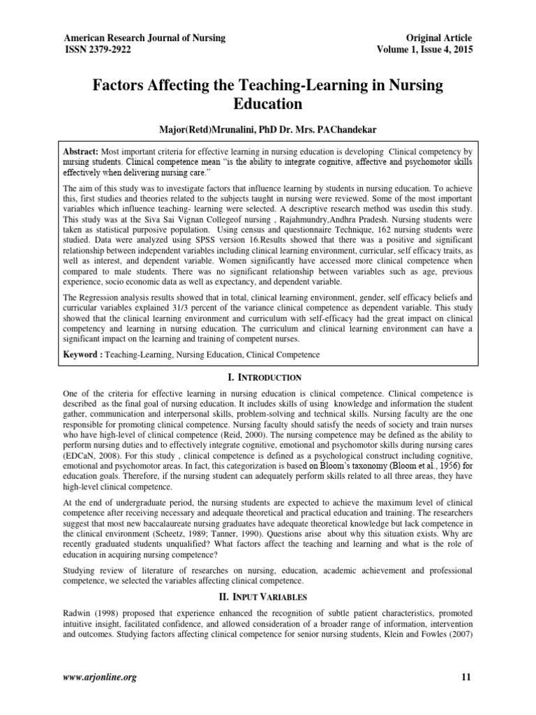 Factors Affecting The Teaching Learning | PDF | Self Efficacy | Cognition