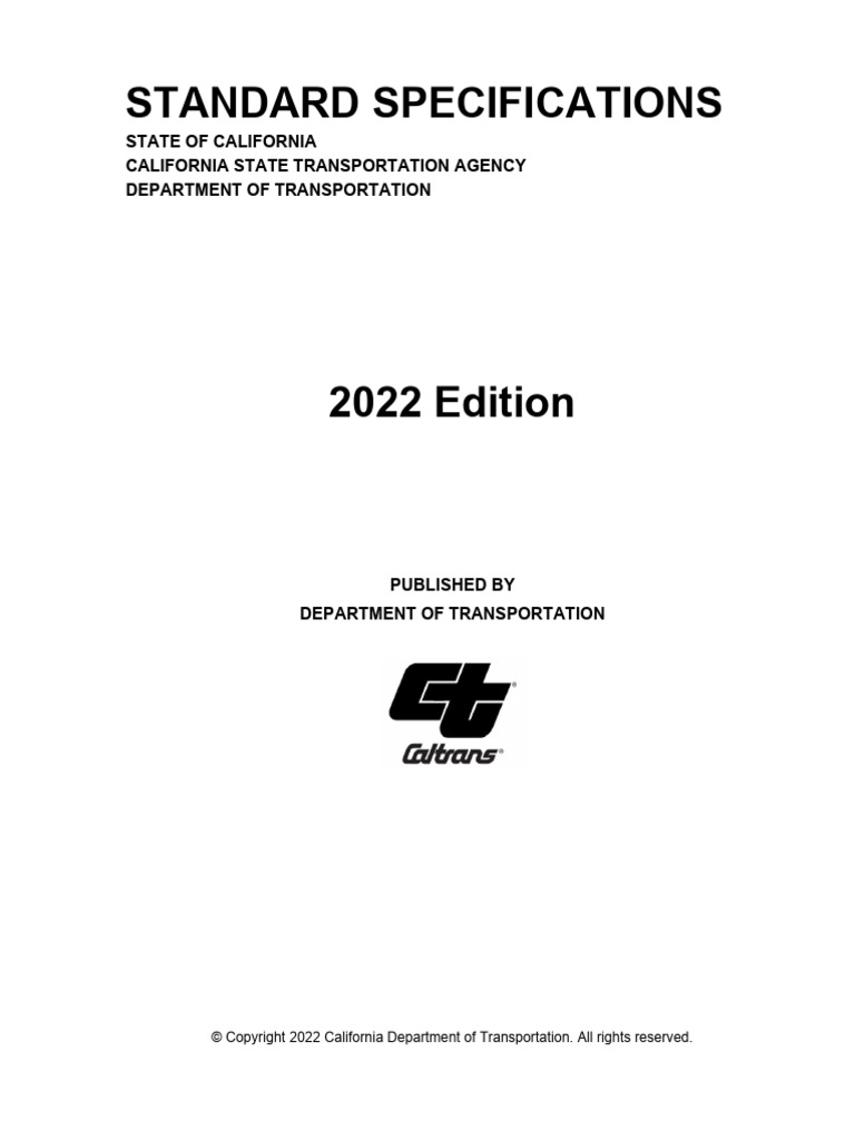 Caltrans Design Specis 2022 - StdSpecs-A11y | PDF | Specification ...