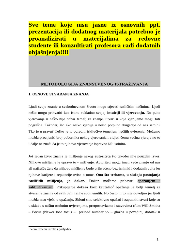 Metodologija - dodatni materijali | PDF