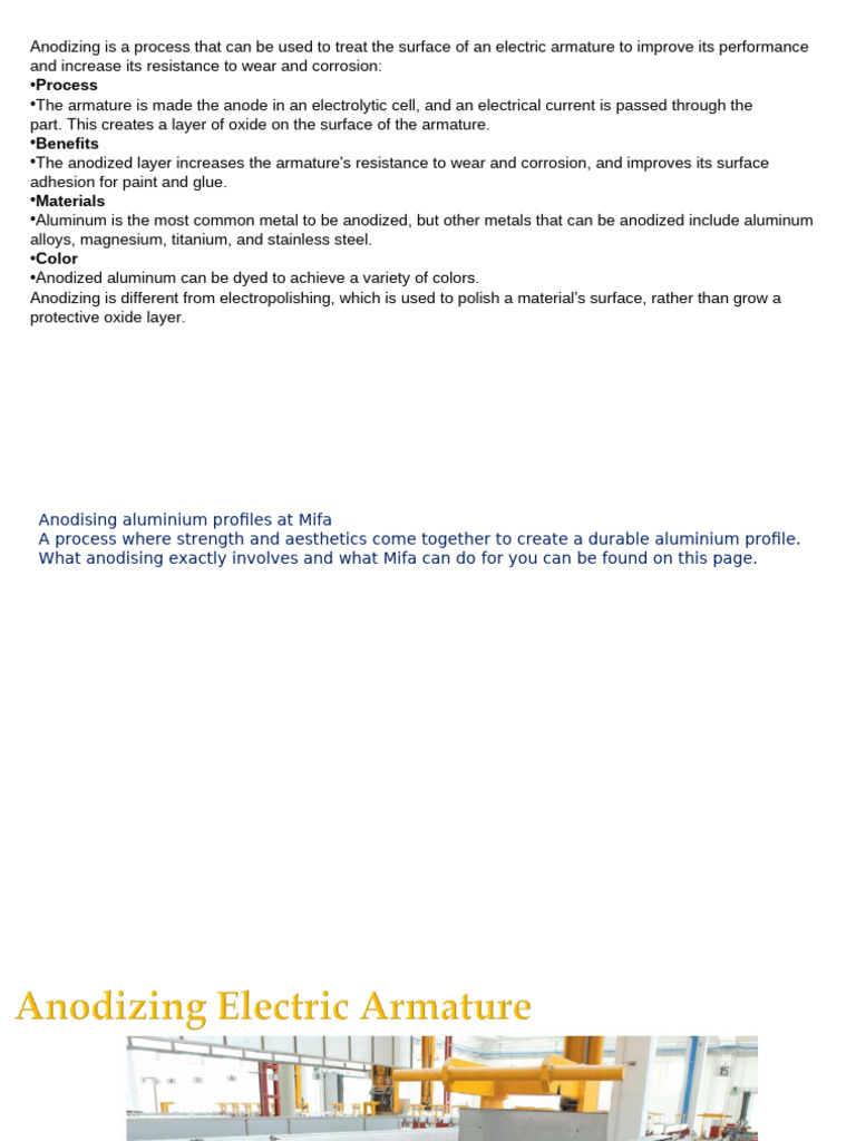 Anodizing Process for Electric Armatures | PDF | Corrosion | Anode