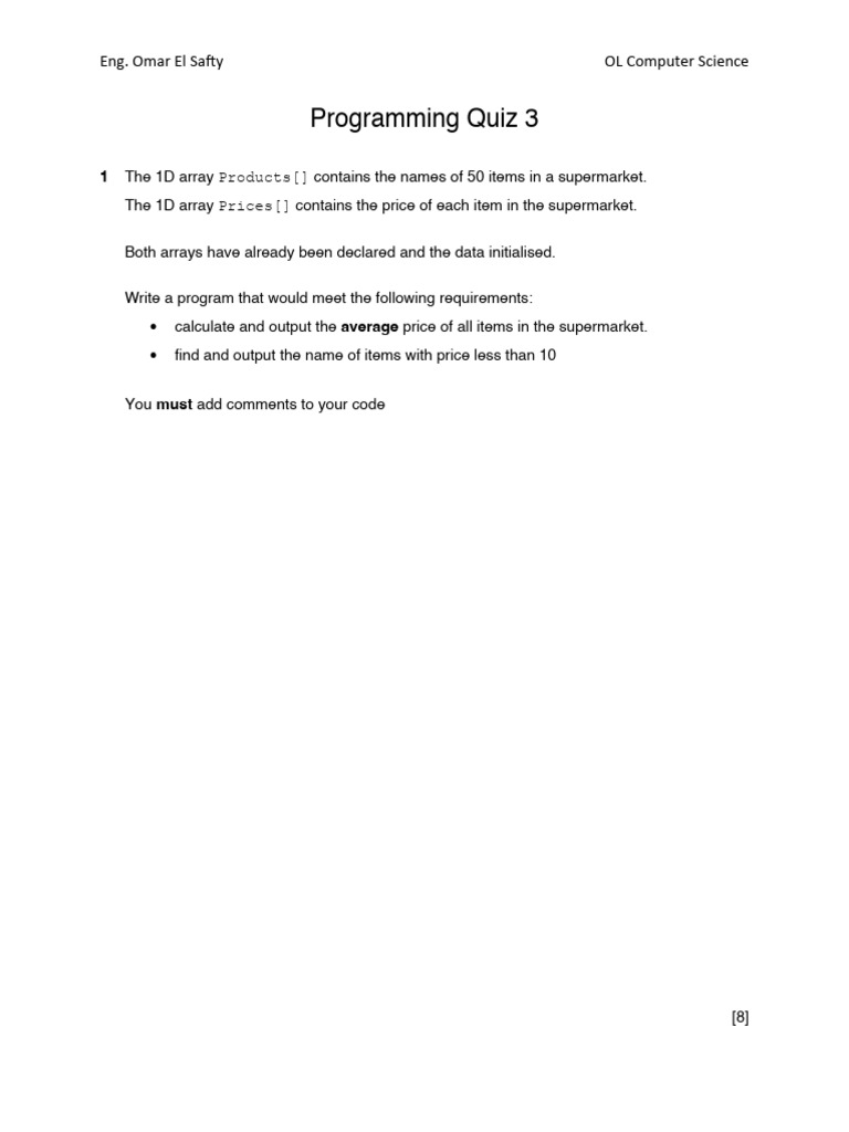 Programming Quiz 2 Ebis | PDF | Computing | Computer Programming