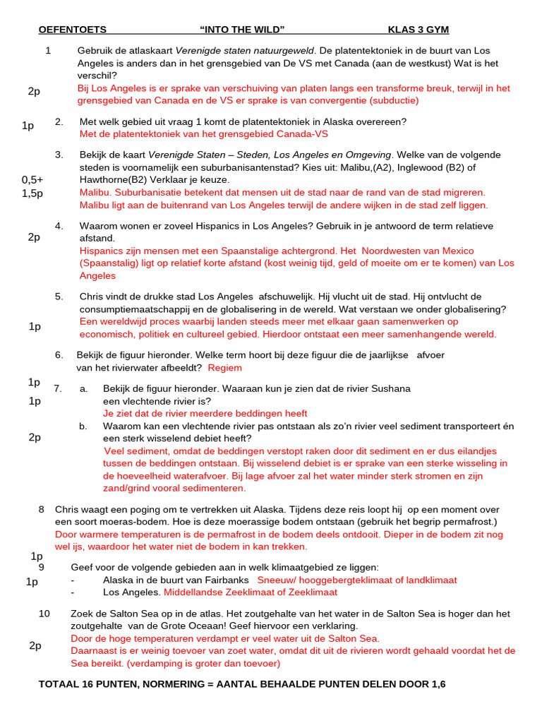 Oefentoets Nakijk Into The Wild + Reflectie 2 | PDF