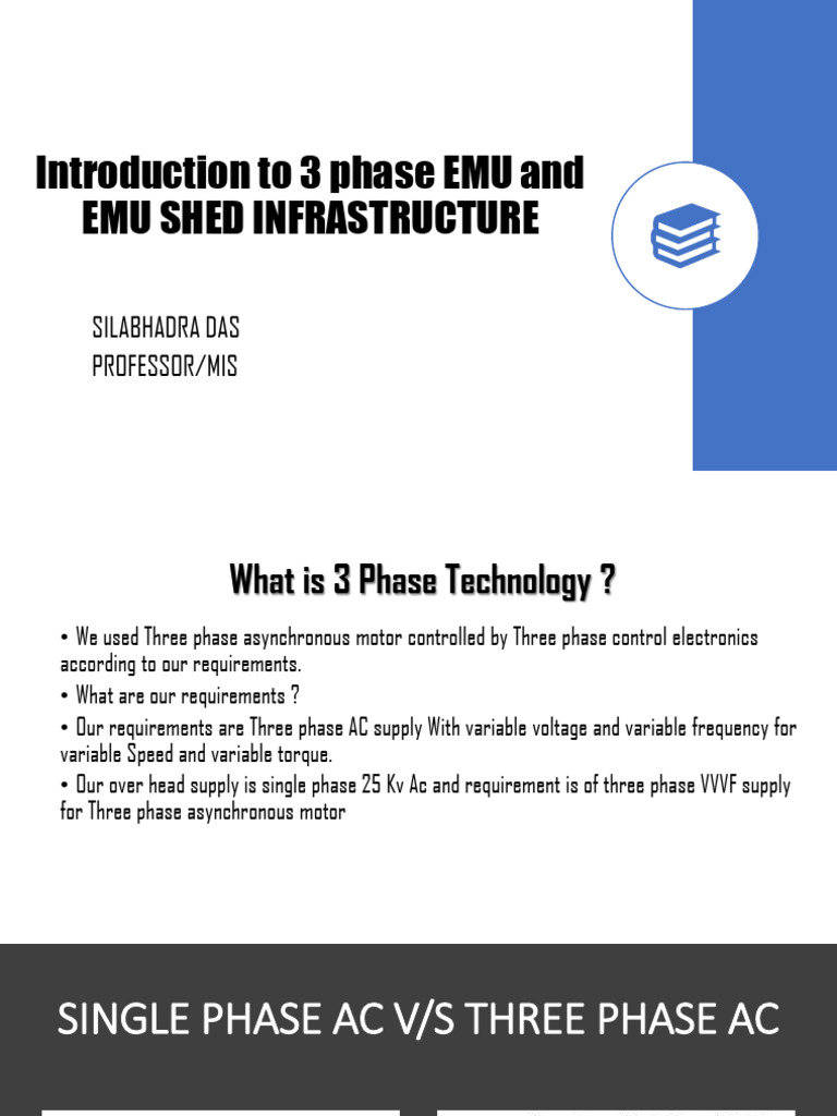 Introduction To 3 Phase EMU and Shed Infra | PDF | Electric Motor ...