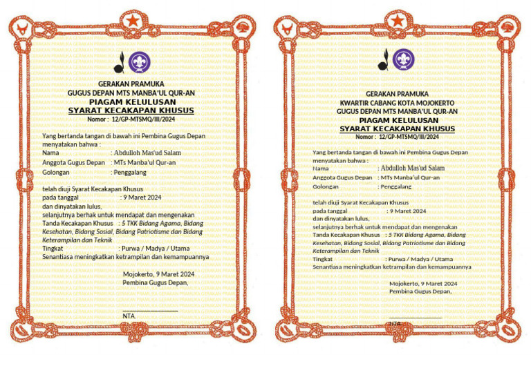 Piagam TKK_2print | PDF